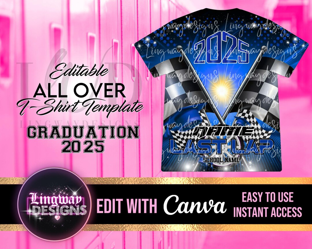 Blue Black Last Lap Checkered Flag Senior Class of 2025 Graduation All ...