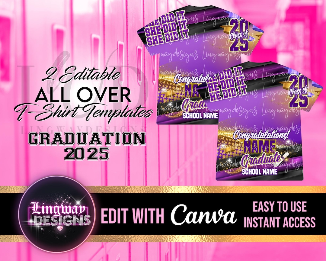 Purple Gold Class of 2026 Graduation She - He Did It All Over 3D ...