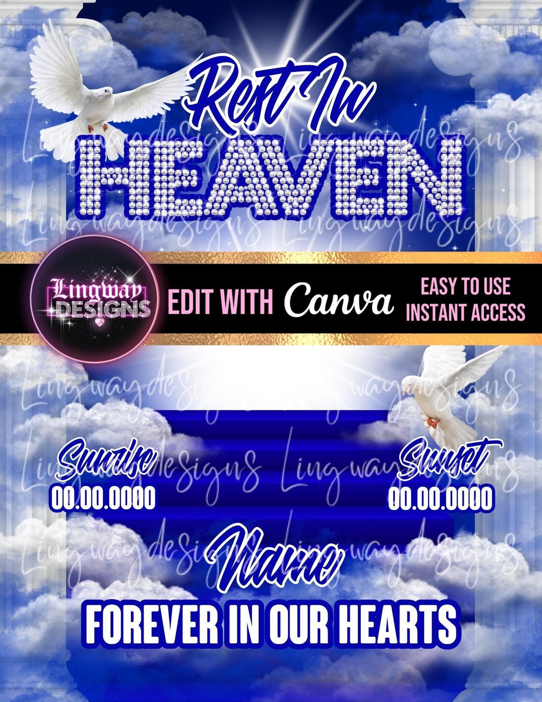 Blue Heaven Sky in Loving Memory Memorial PNG Add Photo Rest in Peace ...