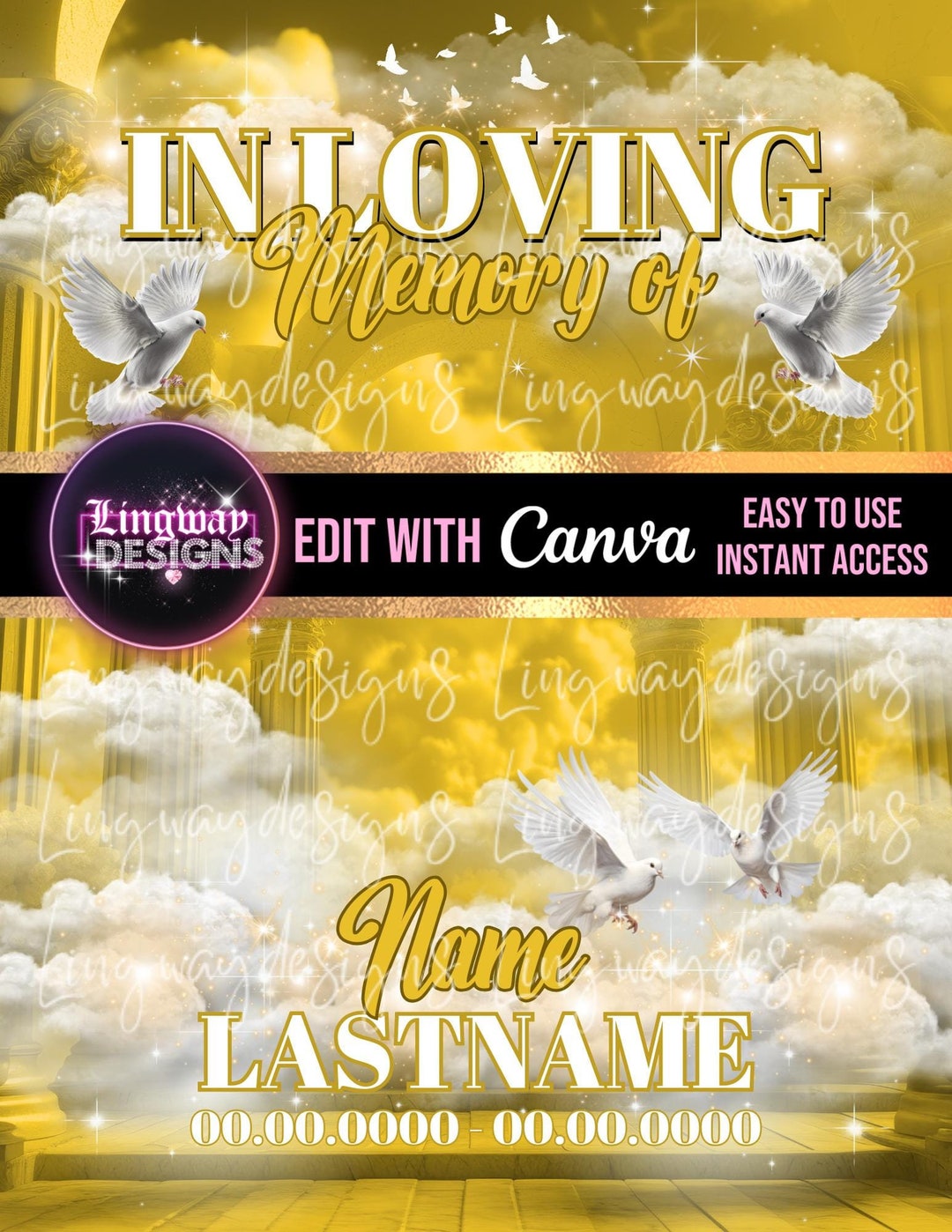 Gold in Loving Memory Heaven PNG Add Photo Rest in Peace Template RIP ...