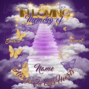 Purple Gold Heaven Stairway in Loving Memory Butterfliestemplate ...