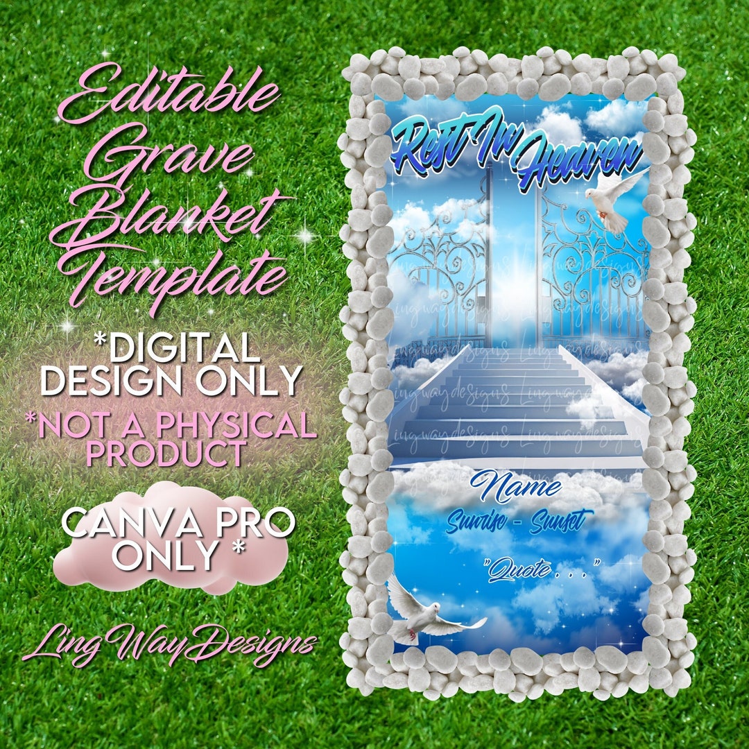 Blue Baby Blue Heaven Stairs Rest in Heaven Grave Blanket Editable ...