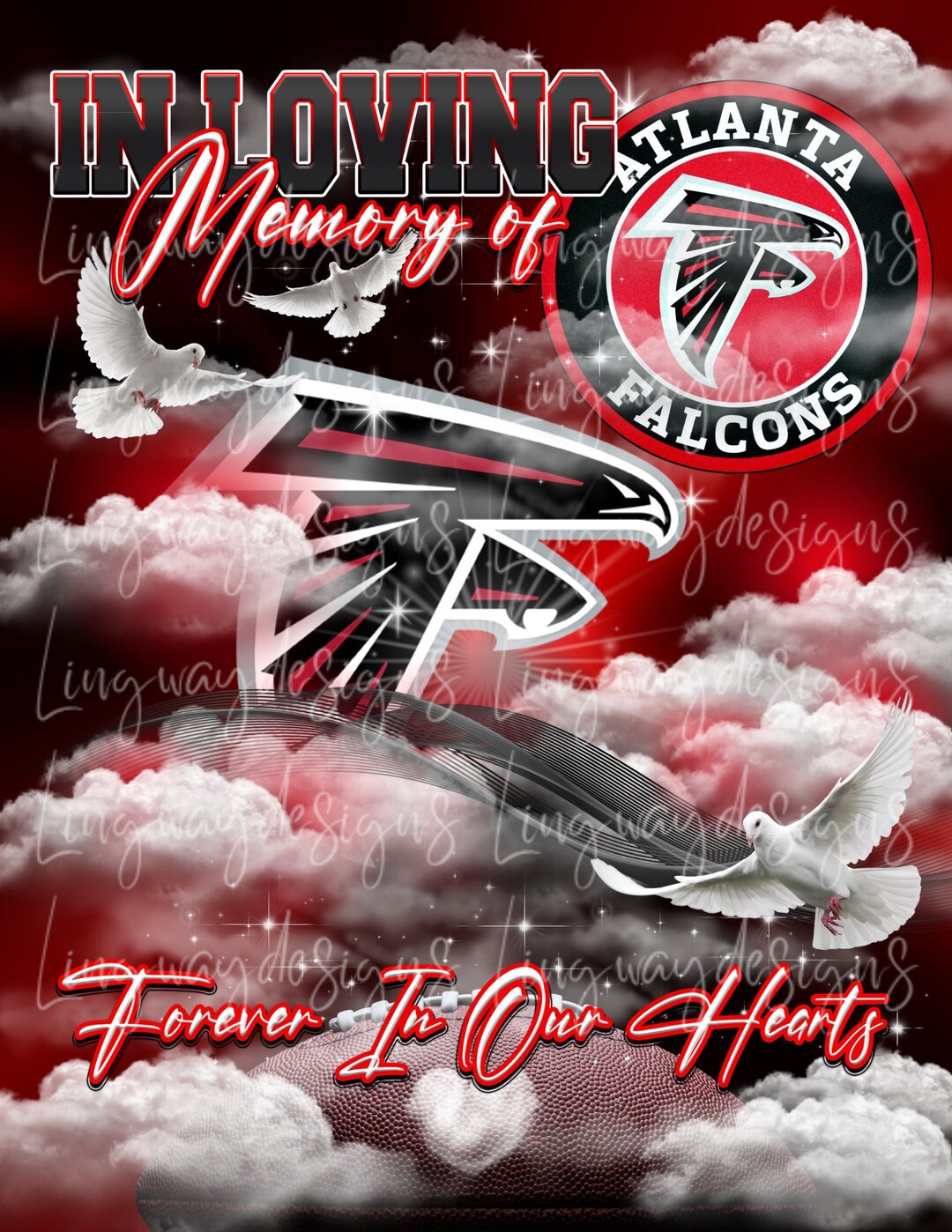 Red Black Heaven in Loving Memory Forever in Our Hearts Background ...