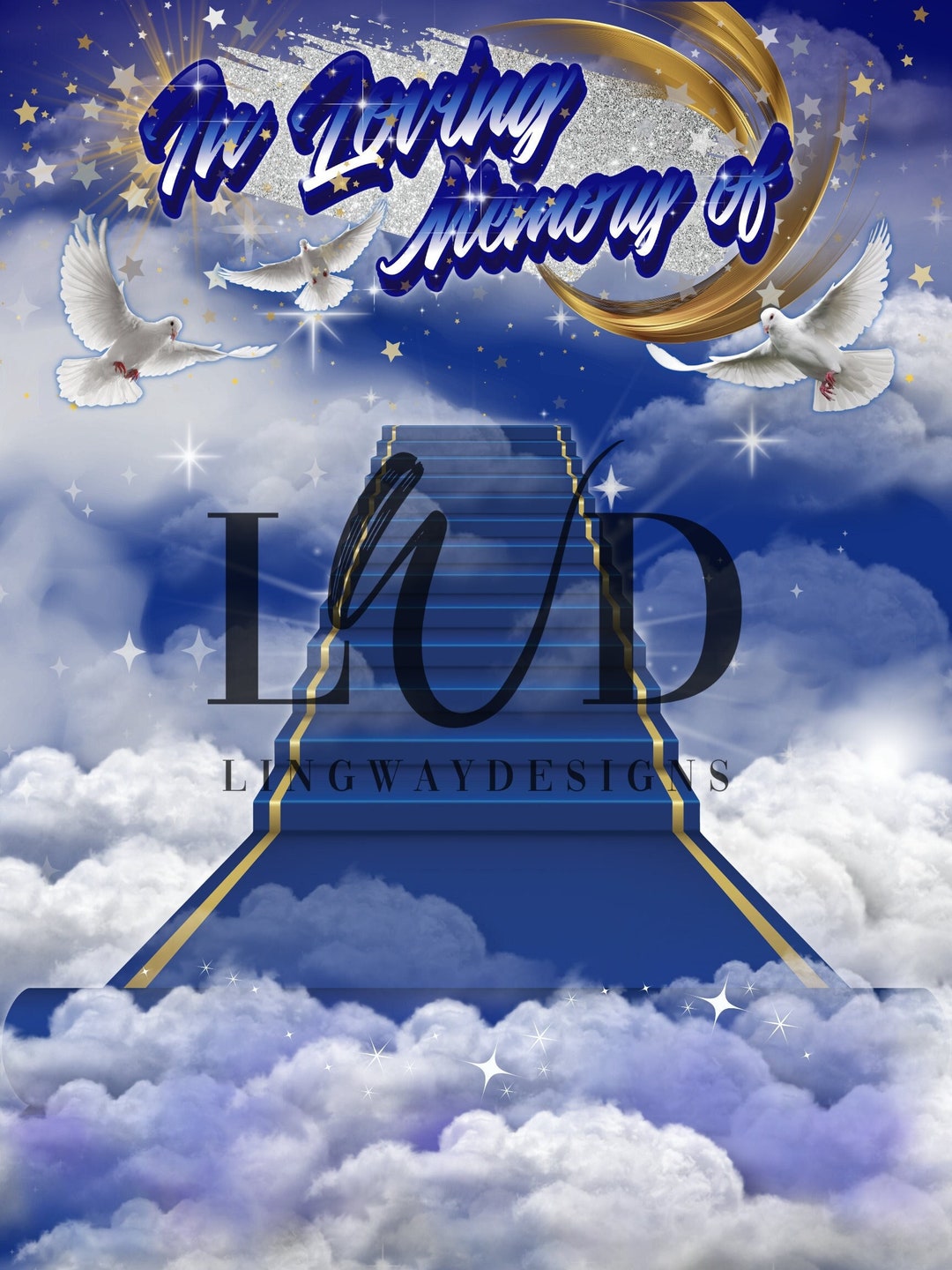 Blue Carpet Sky in Loving Memory Heavens Stairway Memorial Background ...