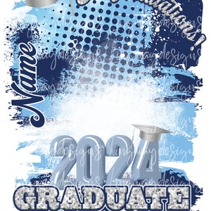 Navy Light Blue Silver Class of 2024 Graduation Transparent Editable ...