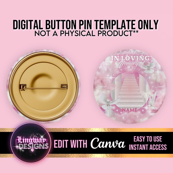Heart Button Pin Template - Etsy
