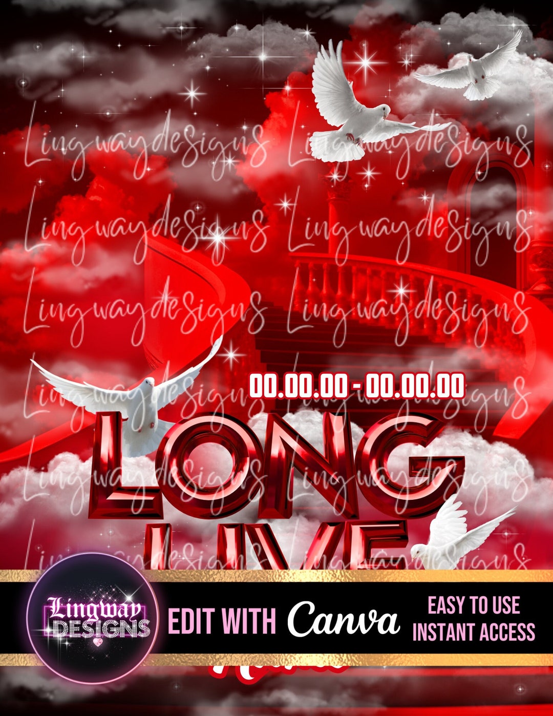 Red Long Live Heavens Forever in Our Hearts PNG Add Photo Rest in Peace ...