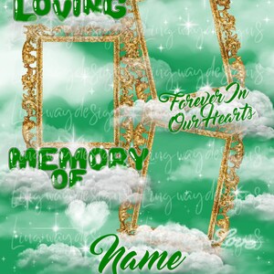 Green Sky Gold Frames in Loving Memory Doves Angel Wings Memorial PNG ...