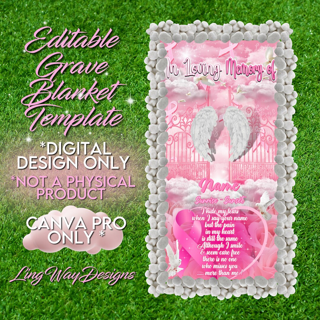 Breast Cancer Pink Ribbon Angel in Loving Memory Heaven Grave Blanket ...