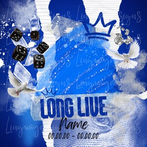 Blue Long Live the Greatest Template Memorial Button Pin Background ...