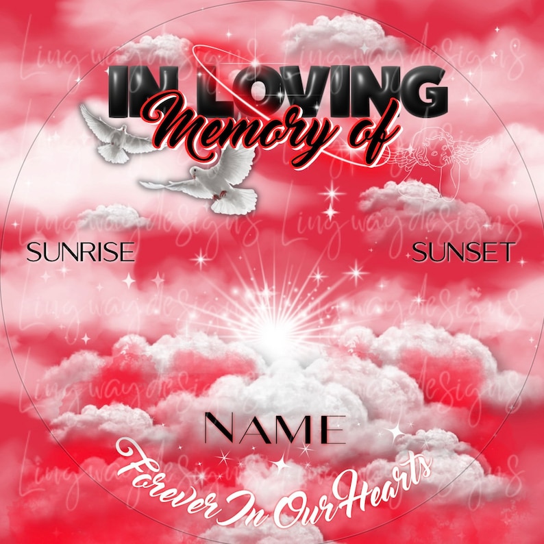 Red Sky in Loving Memory Heaven Template Memorial Button Pin - Etsy