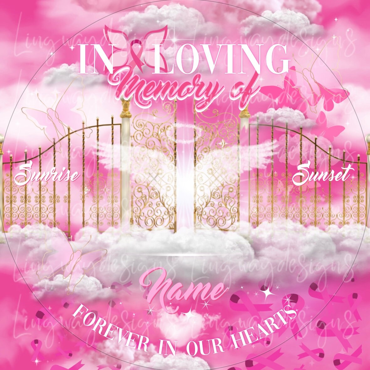 Breast Cancer Pink Ribbon Loving Memory Heaven Gate Template - Etsy