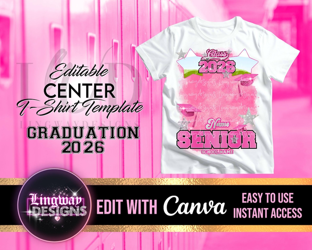 Pink Class of 2026 Senior Graduation Transparent Editable Template ADD ...
