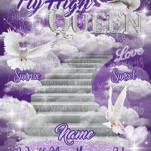 Purple Silver Fly High Queen Heaven Angel Memorial PNG Add Photo Rest ...