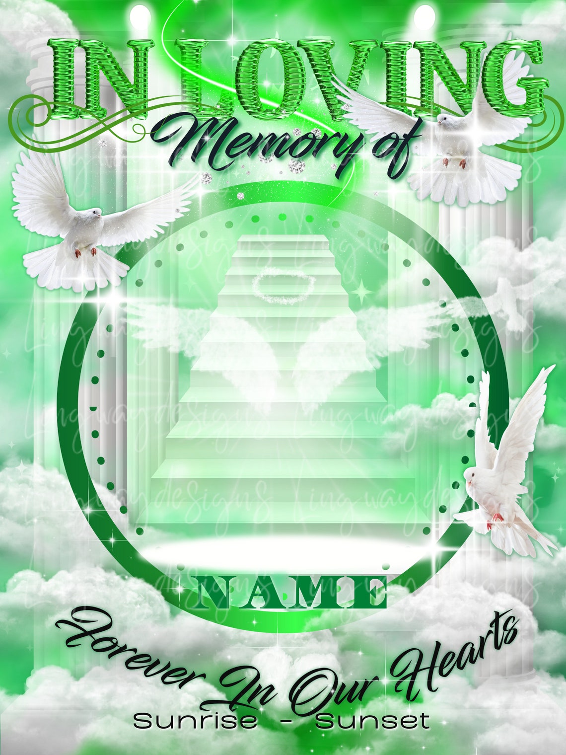 Green Spotlight Heavens Gate Stairs in Loving Memory Forever - Etsy