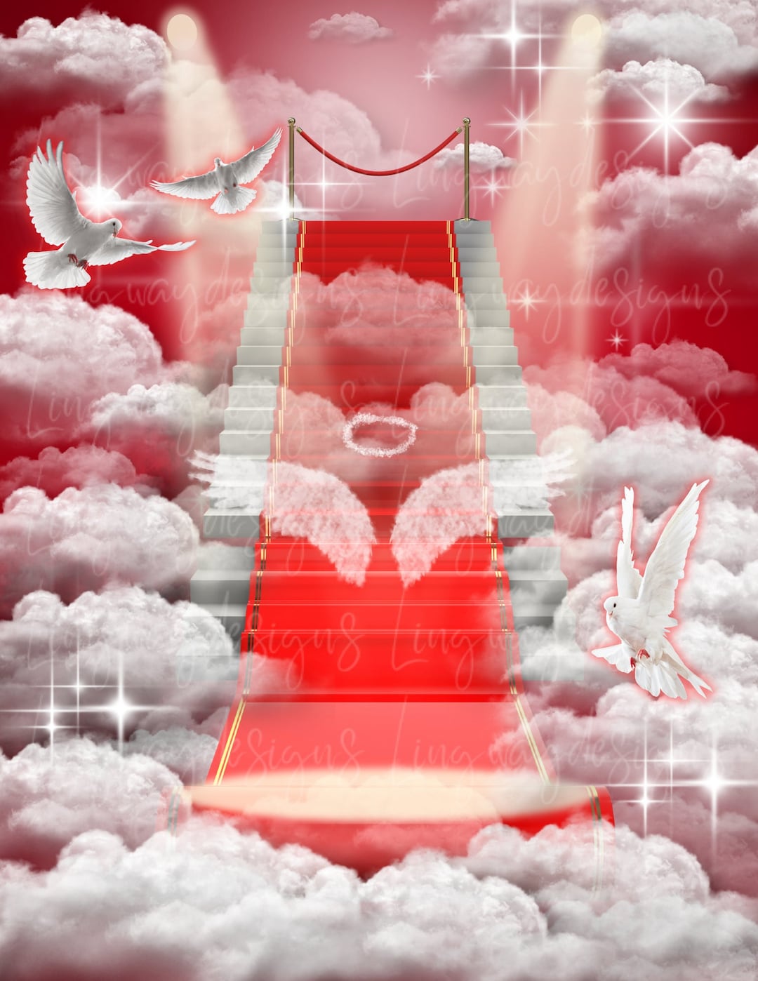 Red Carpet Heavens Gate Angel Memorial Instant Download PNG Add Photo ...