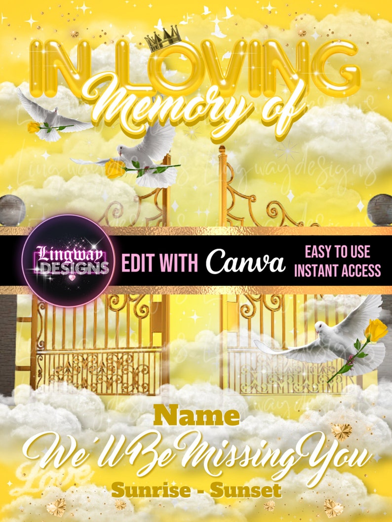 Yellow Heaven Golden Gate in Loving Memory Missing You PNG Add Words ...