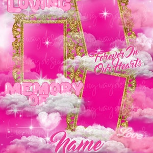 Pink Sky Gold Frames in Loving Memory Forever in Our Hearts Heavens ...