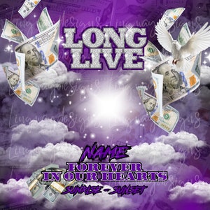 Purple Silver Long Live Heaven Memorial All Over 3D Add Photo Rest in ...