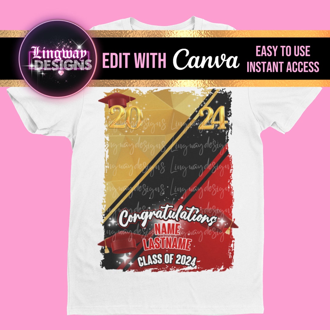 Red Gold Class of 2024 Graduation Transparent Editable Template ADD ...