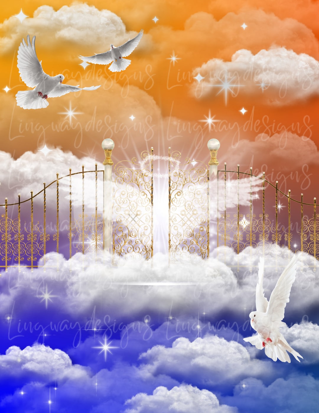 Orange Blue Heavens Gate Background Instant Download Forever in Our ...