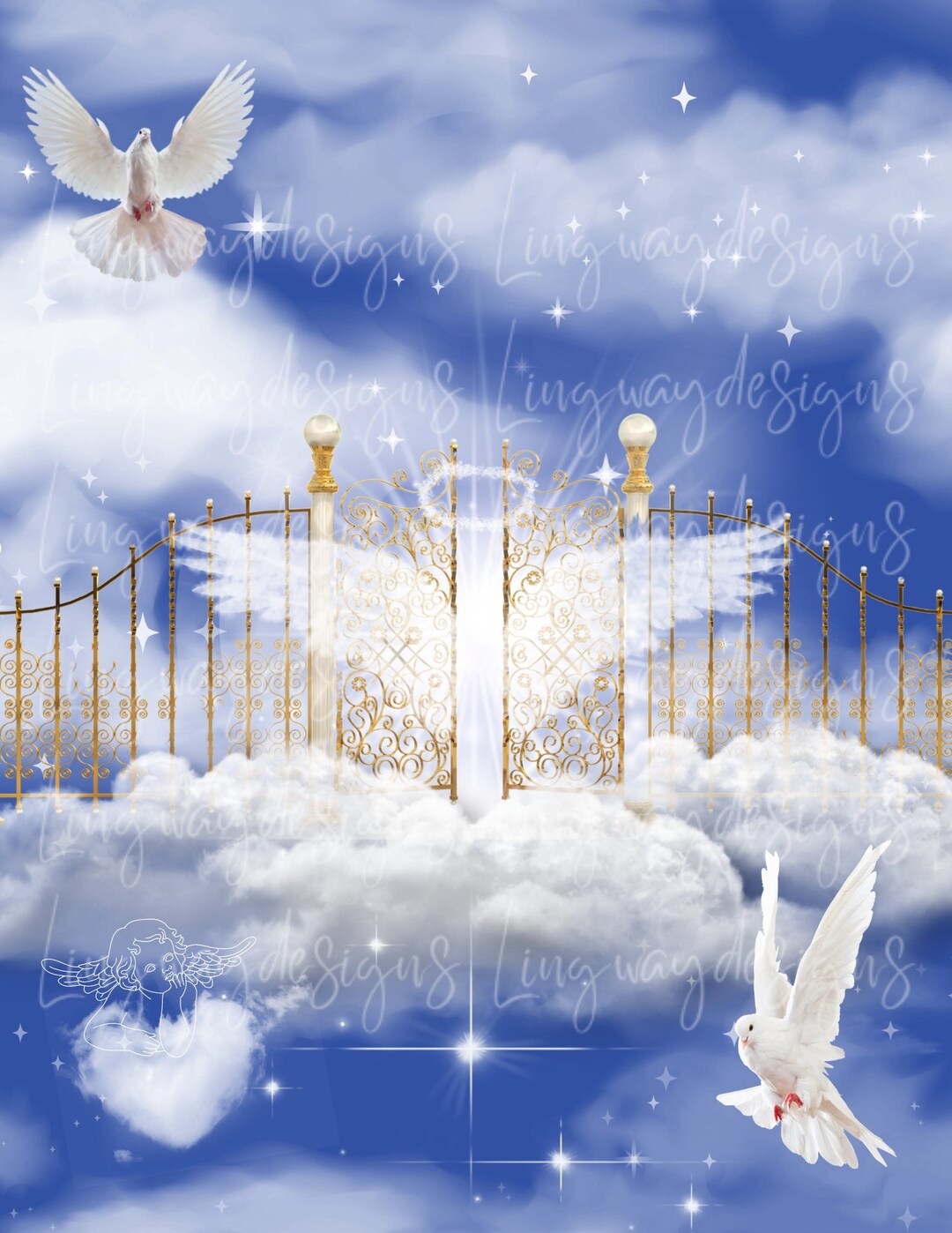 Blue Heavens Gate in Loving Memory Forever in Our Hearts Angel Wings ...
