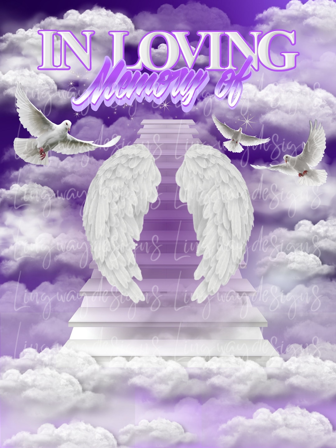 Purple Heavens Stairway in Loving Memory Angel Wings Memorial ...