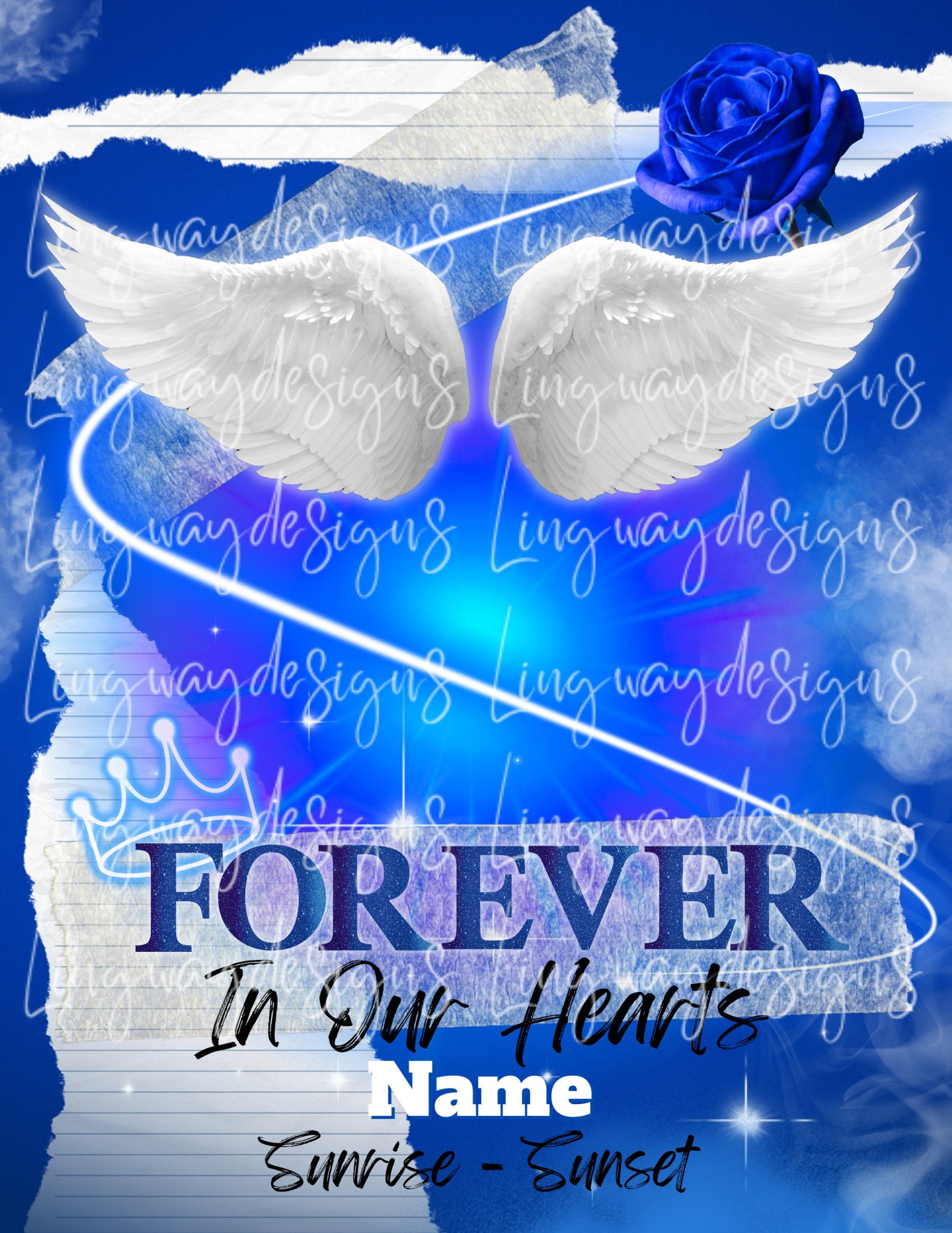 Blue Angel Memorial PNG Add Photo Rest in Peace Template for - Etsy