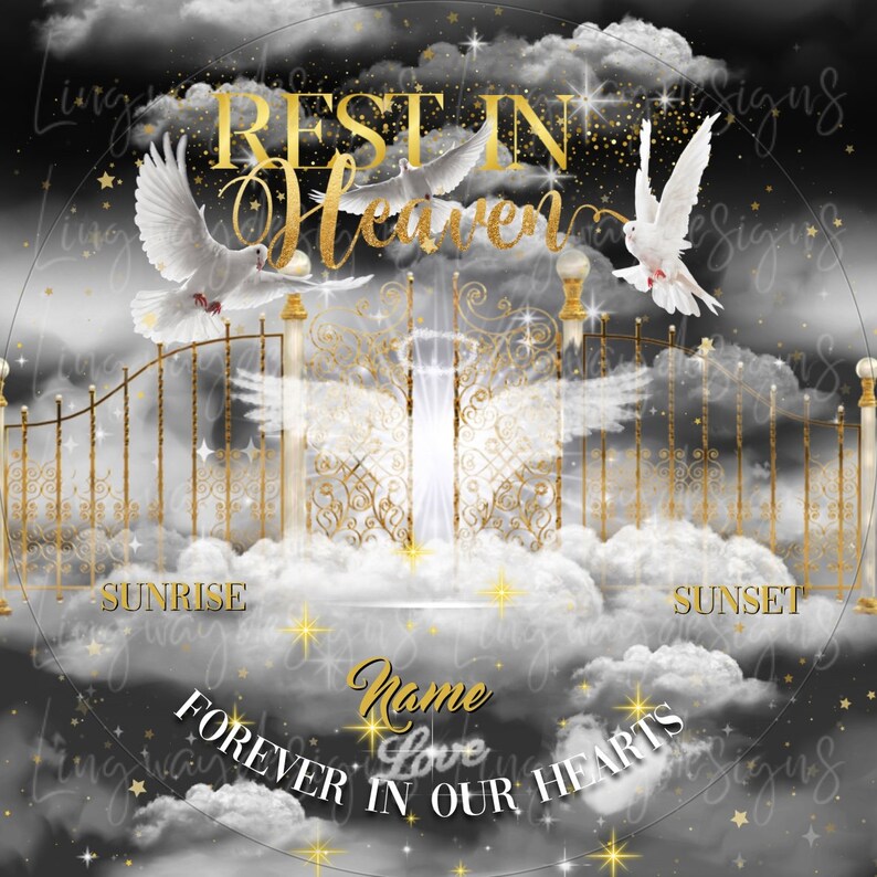 Black Gold Rest in Heaven Template Memorial Button Pin - Etsy