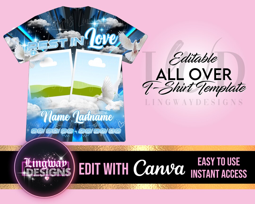 Baby Blue Black Sky Rest in Love Heaven Memorial All Over 3D Add Photo ...