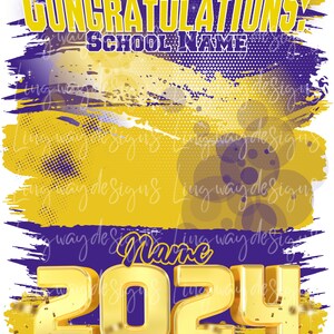 Purple Yellow Class of 2024 Graduation Transparent Editable Template ...