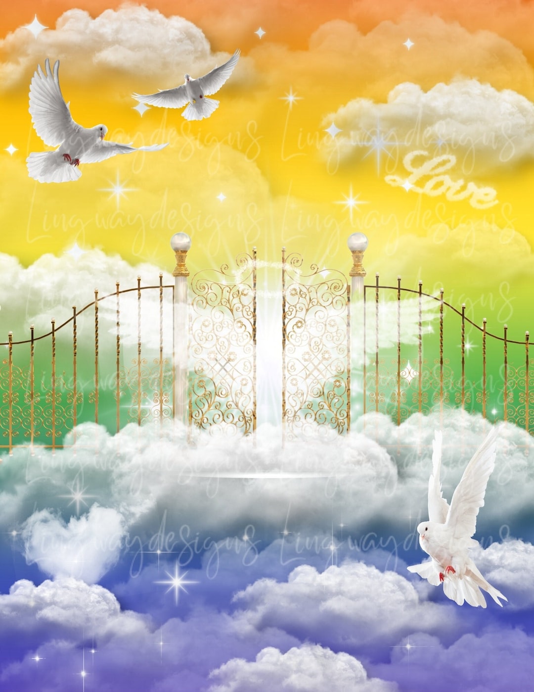 Rainbow Heavens Gate Background Instant Download Forever in Our Hearts ...
