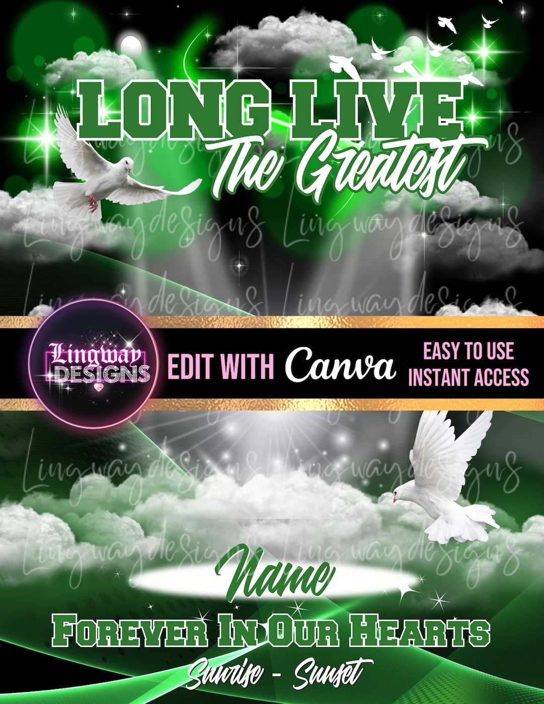 Green LLTG Heavens Forever in Our Hearts PNG Add Photo Rest in Peace ...