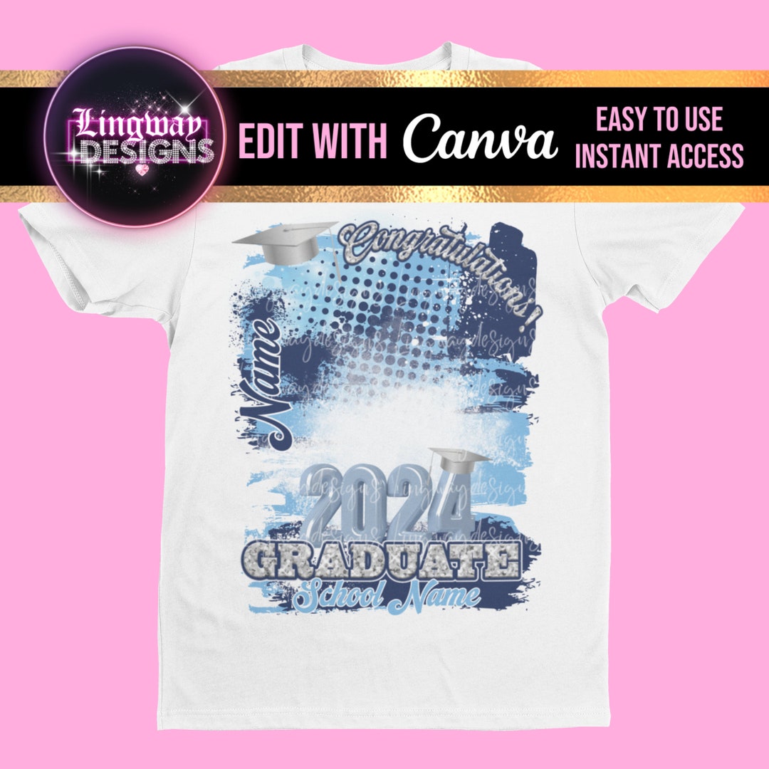 Navy Light Blue Silver Class of 2024 Graduation Transparent Editable ...