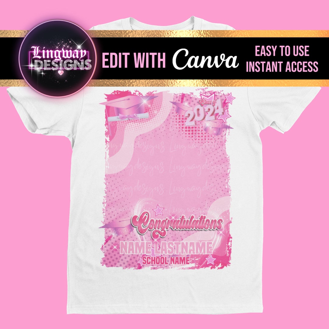 Pink Class of 2024 Graduation Transparent Editable Template ADD Name ...