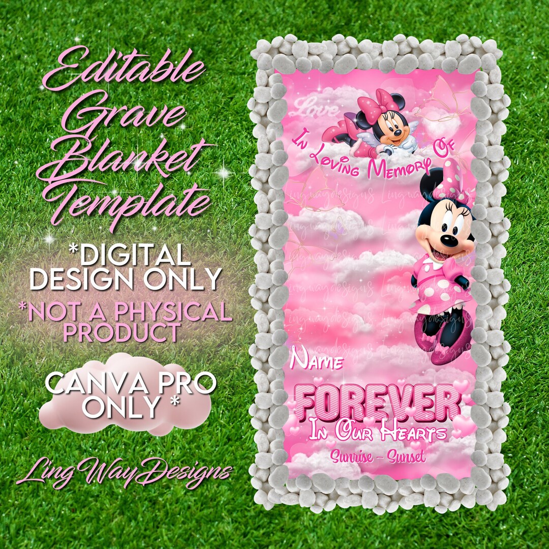 Pink Minnie Mouse Angel Heaven Butterfliesgrave Blanket Editable ...