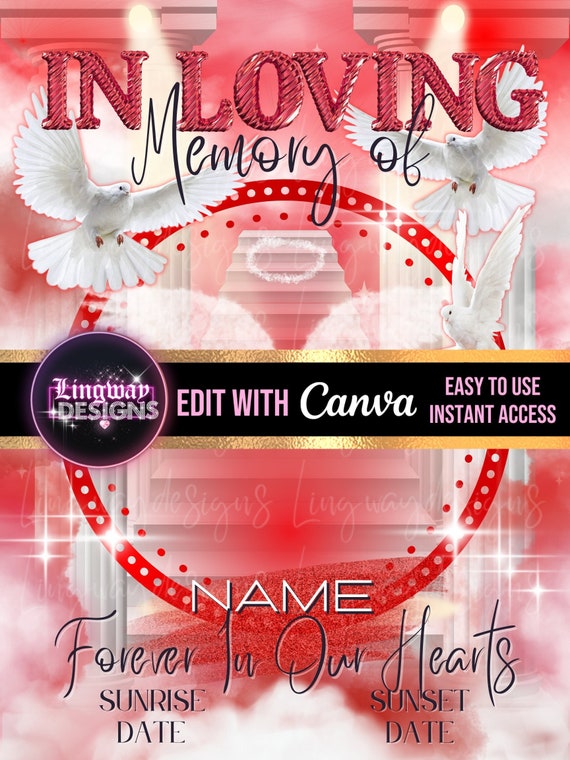 Red Heaven in Loving Memory Forever in Our Hearts Angel Wings - Etsy