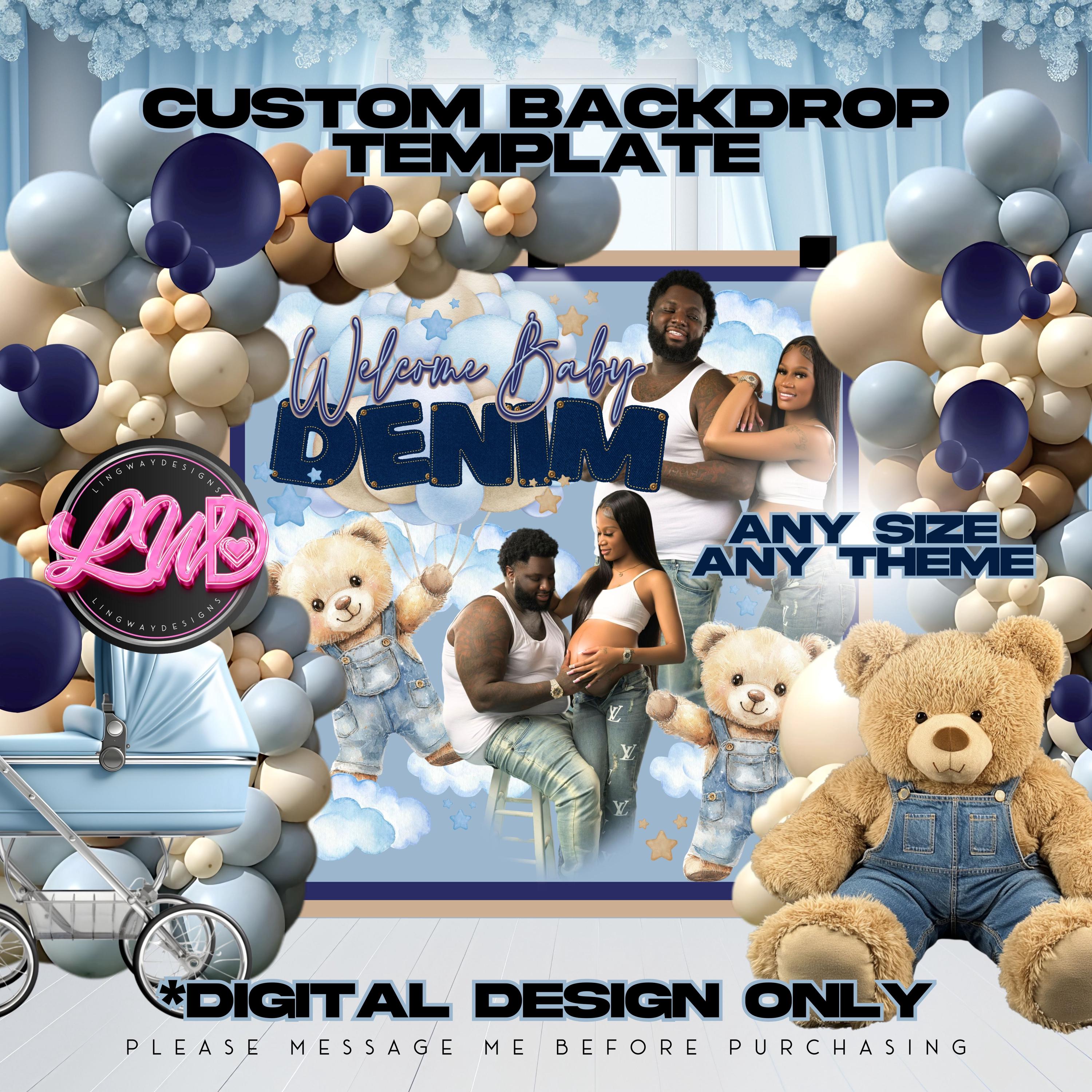 Custom Digital Backdrop Design | Personalized JPG | Birthday Babyshower ...