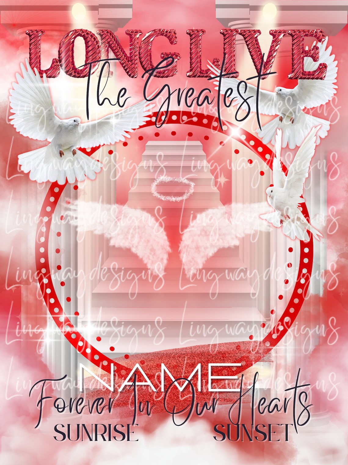 Red Heavens Gate Angel Memorial PNG Add Photo Rest in Peace - Etsy