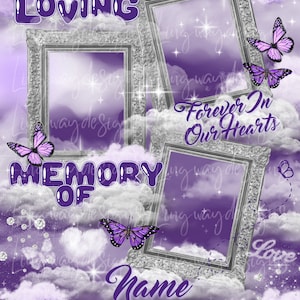 Purple Sky Silver Frames in Loving Memory Butterflies Forever in Our ...