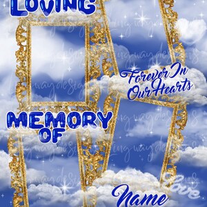 Blue Sky Gold Frames in Loving Memory Doves Angel Wings Memorial PNG ...