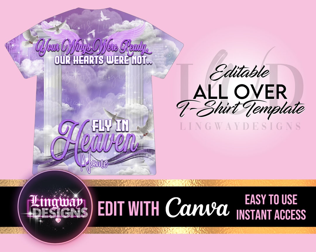 Purple Fly in Heaven Memorial Angel Wings All Over 3D Add Photo Rest in ...