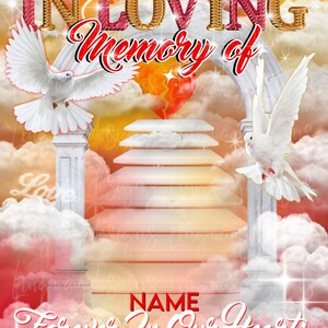 Red Gold in Loving Memory Forever in Our Hearts Angel Wings Memorial ...