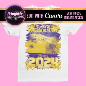 Purple Yellow Class of 2024 Graduation Transparent Editable Template ...