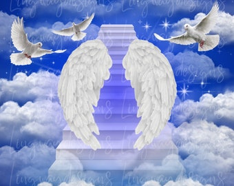 Blue Baby Blue Sky Clouds Heavens Stairway Memorial Background PNG Add ...