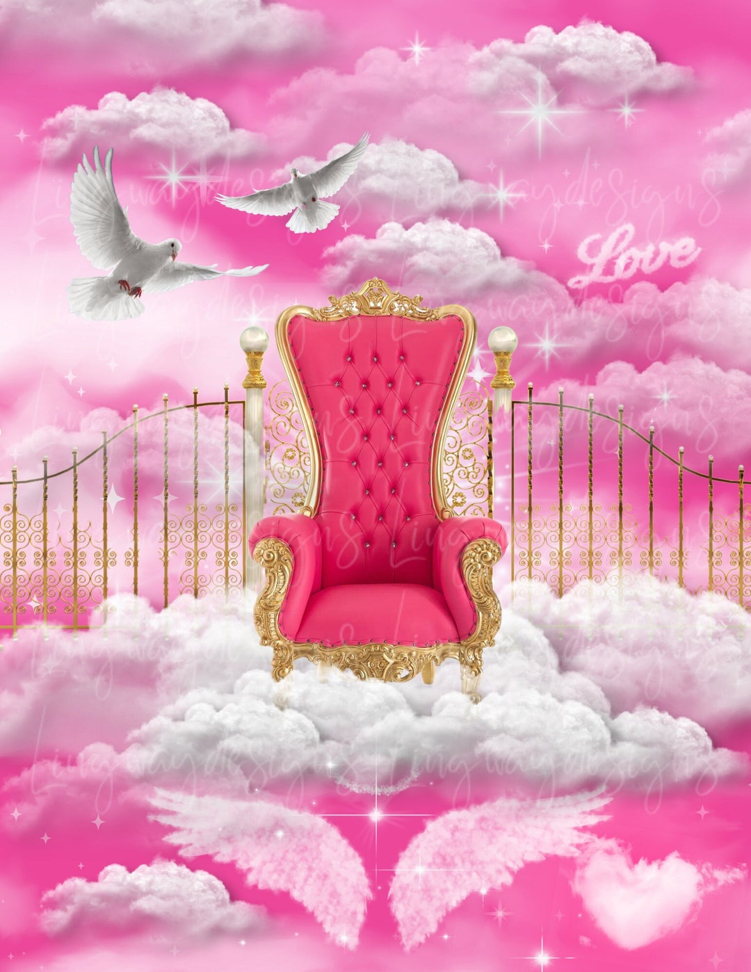 Pink Gold Chair Sky Heavens Gate Forever in Our Hearts Angel Wings ...