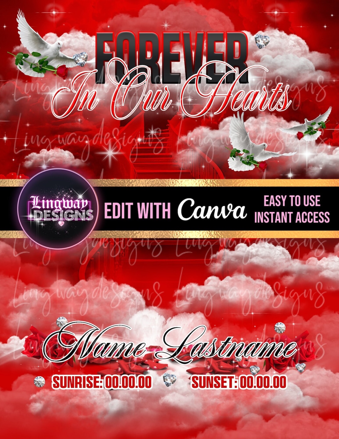 Red Black Heavens Forever in Our Hearts PNG Add Photo Rest in Peace ...