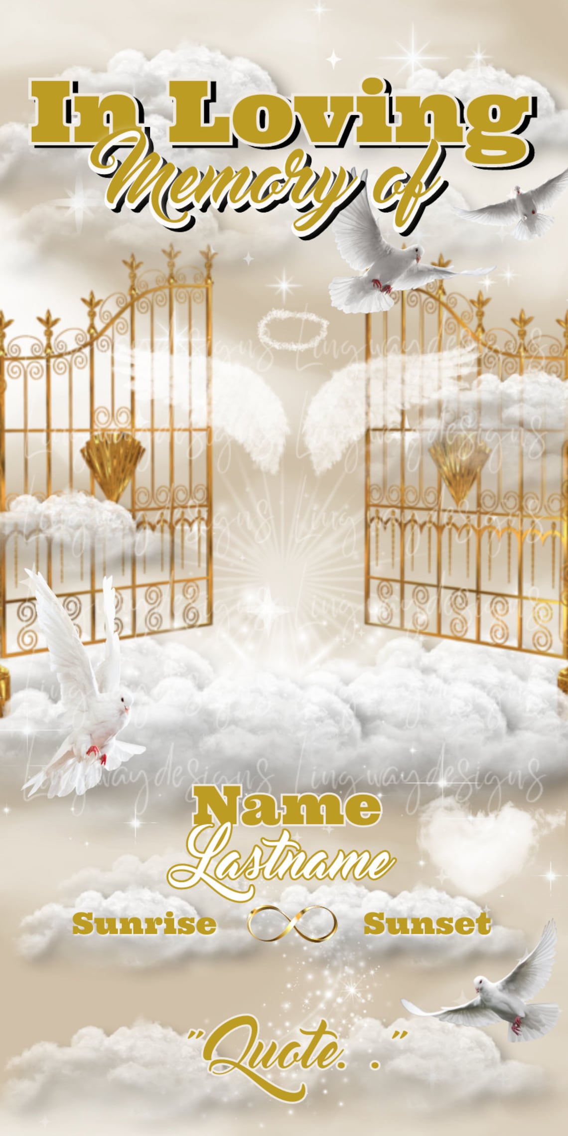 Tan Gold in Loving Memory Grave Blanket Angel Wings Forever in Our ...