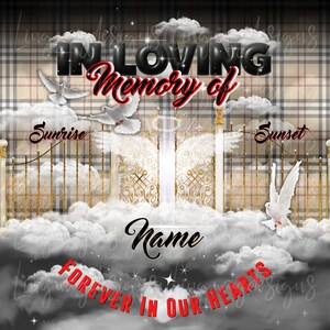 Tan Red Black Plaid in Loving Memory Template Memorial Button Pin ...