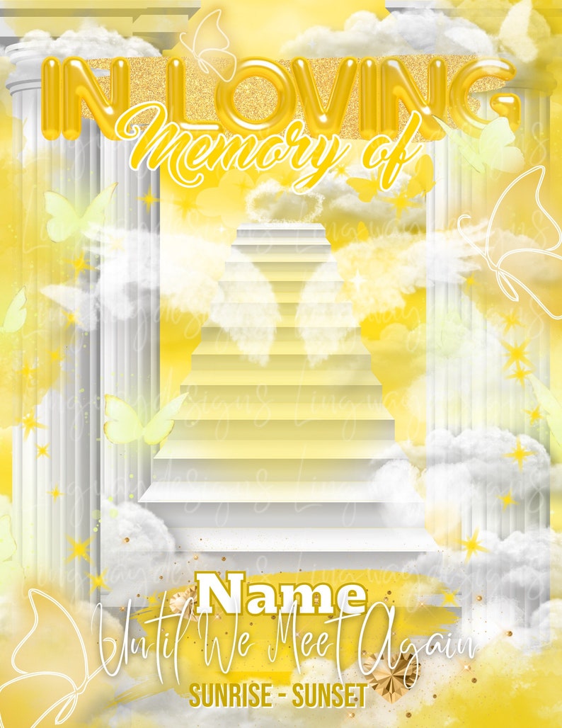 Yellow Heaven Forever in My Heart Memorial Backdrop in Loving Memory ...